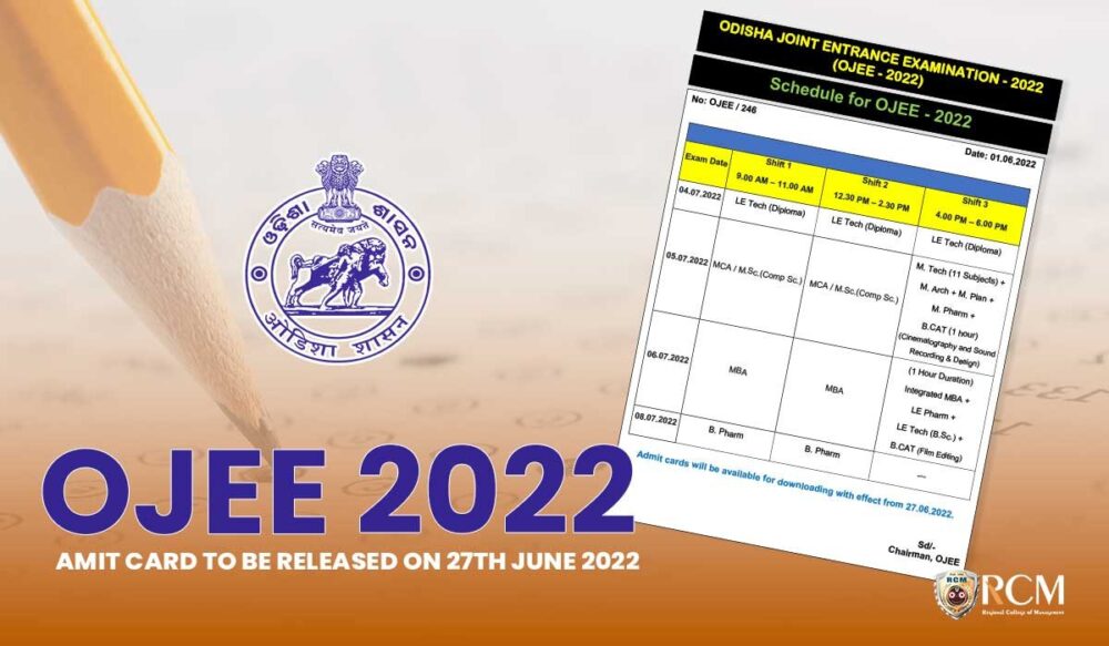 OJEE 2022 Admit Card to be released on 27th June 2022.